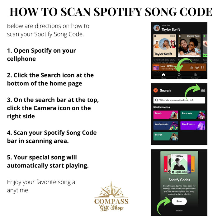 Custom Engraved Ornament Spotify Song Code Christmas Gift – Compass ...